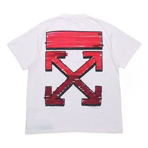 Off-White Ss21 Back Red Arrow Cotton Short Sleeve Loose Fit - White