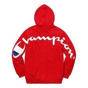 Supreme X Champion Hooded Sweatshirt - Red/white