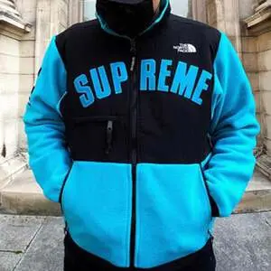 Supreme X The North Face Arc Logo Denali Fleece Jacket - Black/blue
