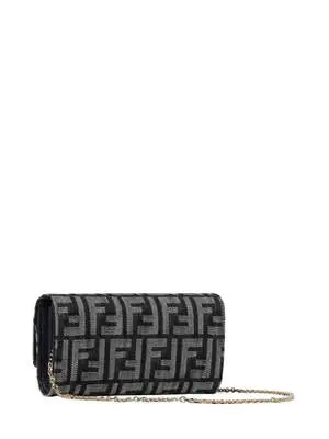 Fendi Baguette Chain Wallet - Black