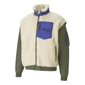 PUMA X Attempt Sherpa Fleece Jacket - Beige/green/blue