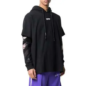 Off-White Ss20 Caravaggio Arrows Print Double-layer Hoodie