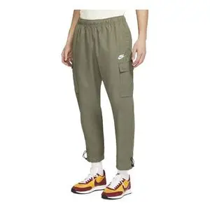 Nike Logo Small Label Embroidered Woven Cargo Long Pants Green