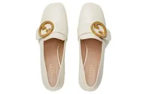 Gucci Blondie Leather Block Heel Pumps - White