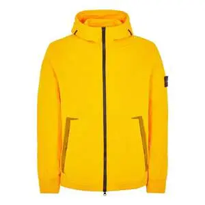 Stone Island STONE ISLAND Logo Patch Hooded Zip-Up Jacket Yellow