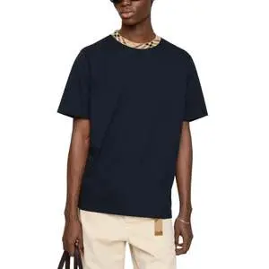 Burberry 26 Check Trim Cotton T-shirt - Navy