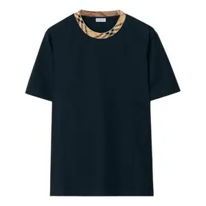 Burberry 26 Check Trim Cotton T-shirt - Navy