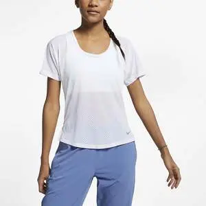 Nike Breathe Miler Running Short Sleeve Top - White