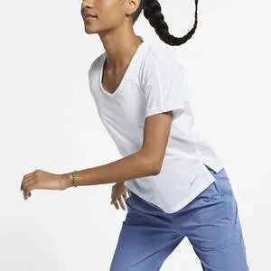 Nike Breathe Miler Running Short Sleeve Top - White