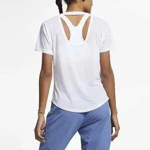 Nike Breathe Miler Running Short Sleeve Top - White