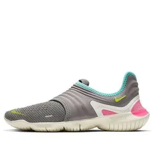 Nike Free Rn Flyknit 3.0 Athletic Sneakers - Gray/pink/yellow