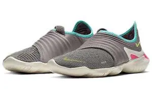 Nike Free Rn Flyknit 3.0 Athletic Sneakers - Gray/pink/yellow