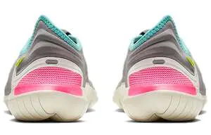 Nike Free Rn Flyknit 3.0 Athletic Sneakers - Gray/pink/yellow