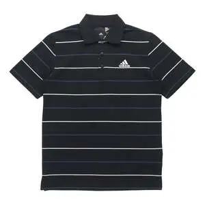 Adidas Fi Polo Yarndye Striped Sports Short-sleeved Polo Shirt - Black