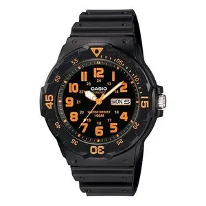 Casio Quartz Analog Watch With Shock Resistance And Water Resistance - Black/orange