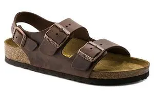 BIRKENSTOCK Milano Oiled Leather Sandals - Brown