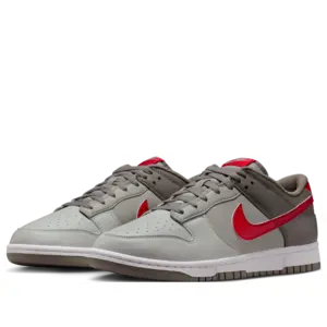 Nike Dunk Low Retro Sneakers - Grey/medium Grey/red