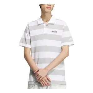 Adidas Pique Stripe Polo Shirt Asia Sizing 'grey White - Grey/white