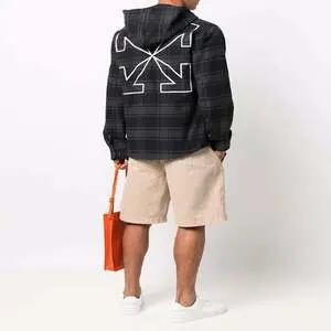 Off-White Ss22 Plaid Hooded Long Sleeves Shirt Version Black