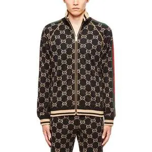 Gucci Gg Gersey Cotton Jacket - Black/camel/green
