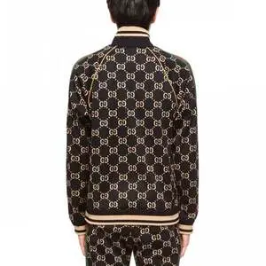 Gucci Gg Gersey Cotton Jacket - Black/camel/green