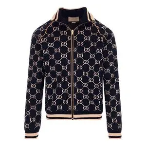 Gucci Gg Gersey Cotton Jacket - Black/camel/green