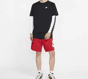 Nike Color Block Logo Sports Shorts - Blackred