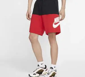Nike Color Block Logo Sports Shorts - Blackred
