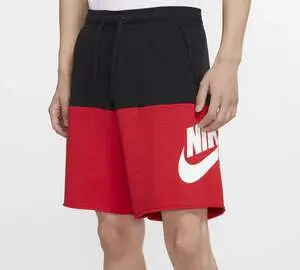 Nike Color Block Logo Sports Shorts - Blackred