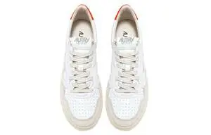 AUTRY Medalist Leather Suede Low Top Sneakers - White/beige/orange