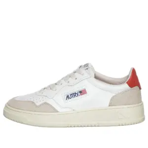 AUTRY Autry Medalist Leather Suede Low Top Sneakers White/beige/orange
