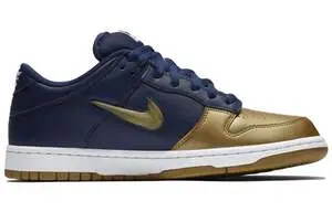 Nike X Supreme Sb Dunk Low Qs "metallic Gold - Blue/gold