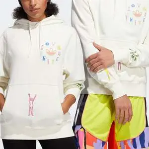 Adidas Originals Logo Pattern Embroidered Hoodie