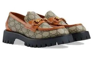 Gucci Gg Canvas Platform Loafers With Horsebit Detail