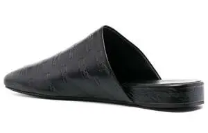 Balenciaga Embossed Leather Bb Mules
