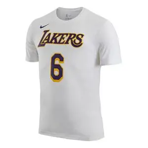 Nike Nba Lakers Lebron James No. 6 Casual Breathable Sports Short Sleeve White T-shirt - Multi-color