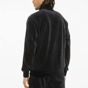 PUMA Iconic T7 Embroidered Logo Suede Stand Collar Jacket - Black