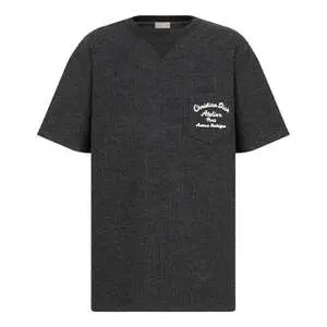 Dior Ss22 Alphabet Printing Round Neck Short Sleeve T-shirt - Gray