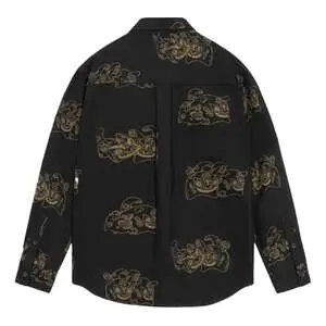 LI-NING Gold Series Totem Print Loose Jacket - Black/gold