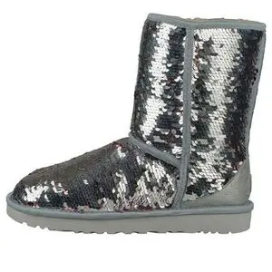 UGG Classic Short Sequin Boots - Silver