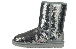 UGG Classic Short Sequin Boots - Silver