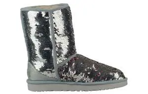 UGG Classic Short Sequin Boots - Silver