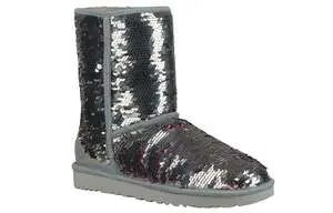 UGG Classic Short Sequin Boots - Silver