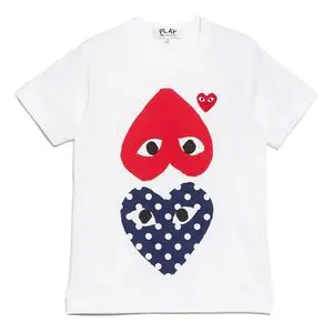 Play Comme Des Garcon Short Sleeve T-shirt With Polka Dot Heart Graphic