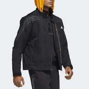Adidas Hooded Track Jacket With Sporty Stripes