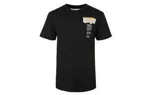 Off-White Alphabet Pattern Printing Round Neck Short Sleeve - Black