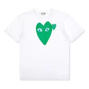 Play Comme Des Garcon Blue Eyed Green Heart Tee - White