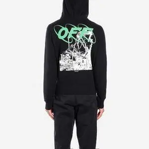 Off-White Usa Cotton Pattern Printing Hoodie - Black
