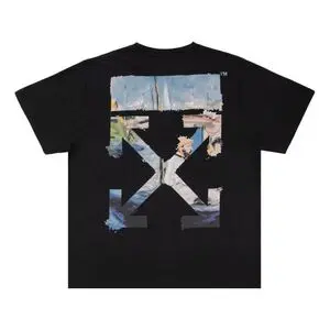 Off-White Painting Arrows Cotton Short Sleeve Tee - Black