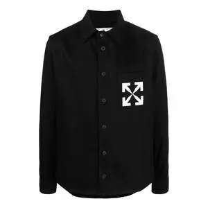 Off-White Ss22 Arrow Logo Pattern Denim Long Sleeves Shirt Black